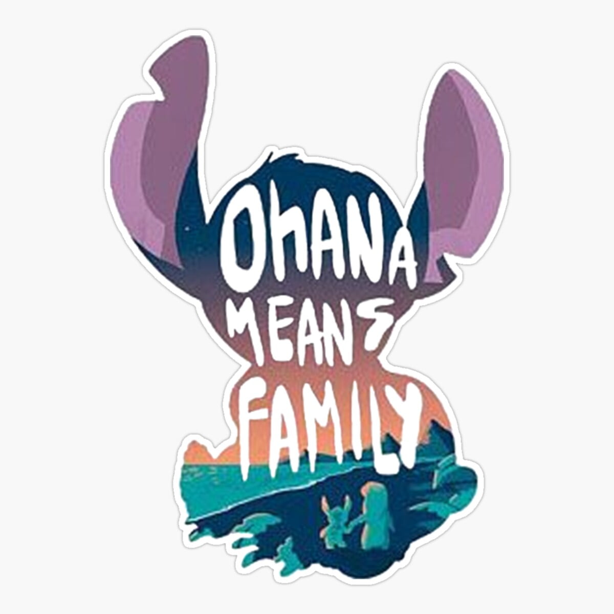 Stickly Ohana Means Family Lilo And Hh Sticker, Phone Decal Water ...