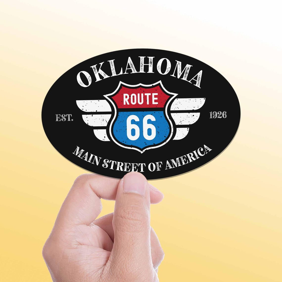 Stickly Oklahoma Route 66 Bumper Er, Vintage Black Oval Ok Highway Sign ...