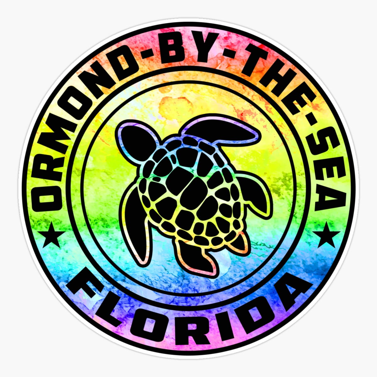 Stickly Ormond-By-The-Sea Beach Florida Sea Turtle Fl Sticker, Phone ...