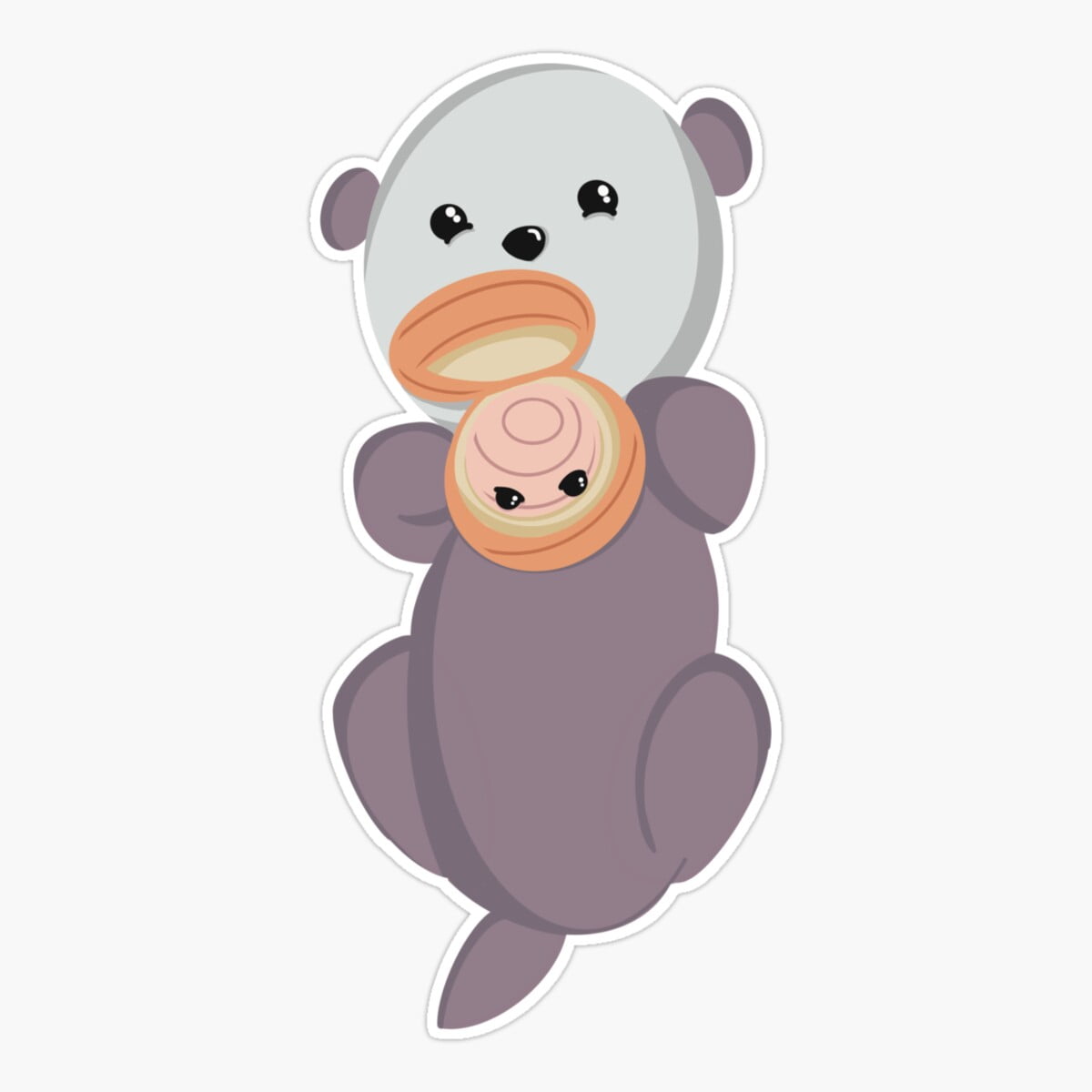 Stickly Otter And Clam Sticker, Phone Decal Water Bottle Stickers Car ...