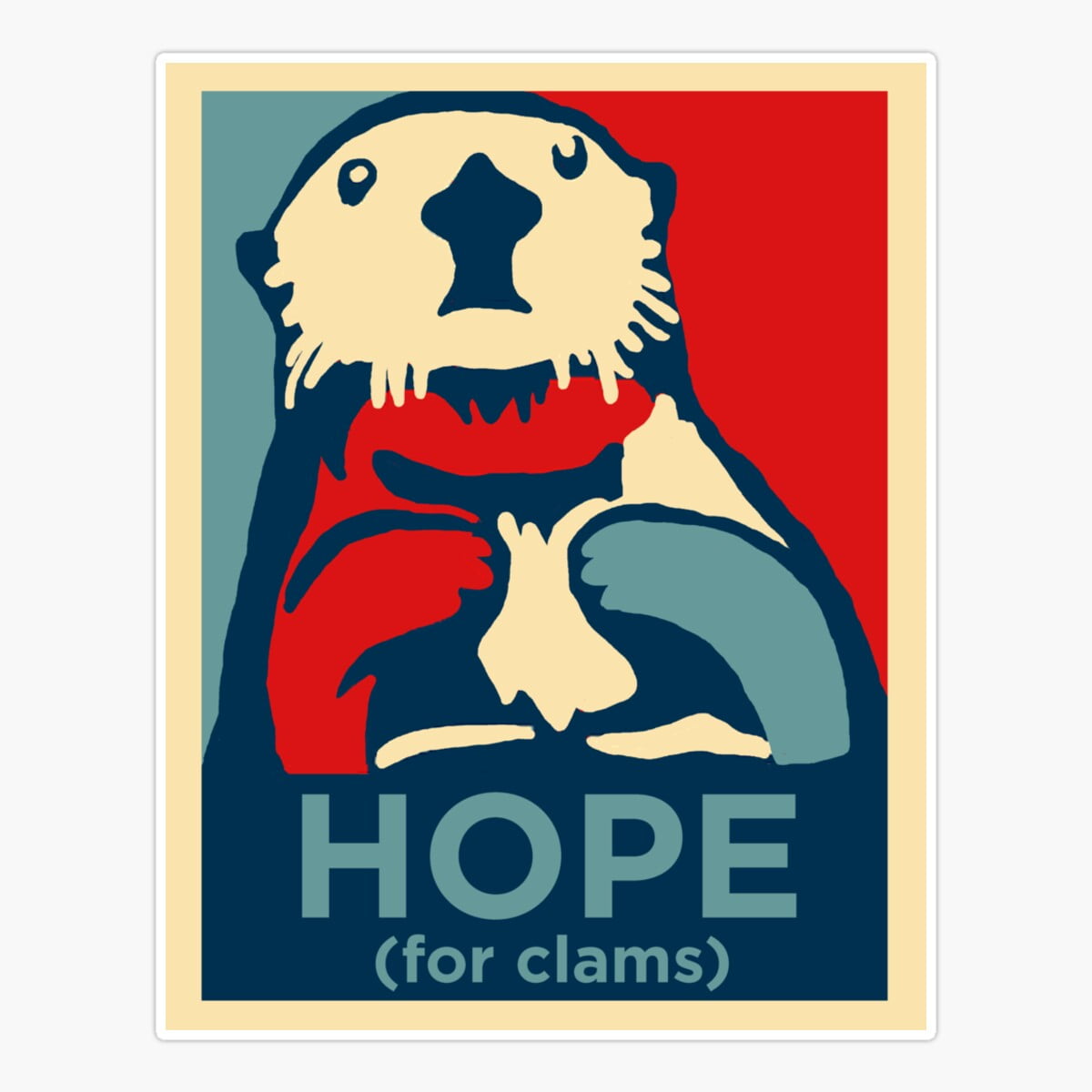 Stickly Otter Obama: Hope (For Clams) Sticker, Phone Decal Water Bottle ...