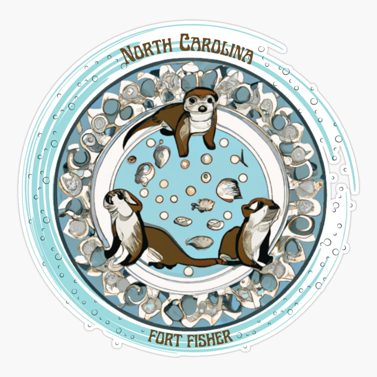 Stickly Otters - North Carolina Fort Fisher Sticker, Phone Decal Water ...