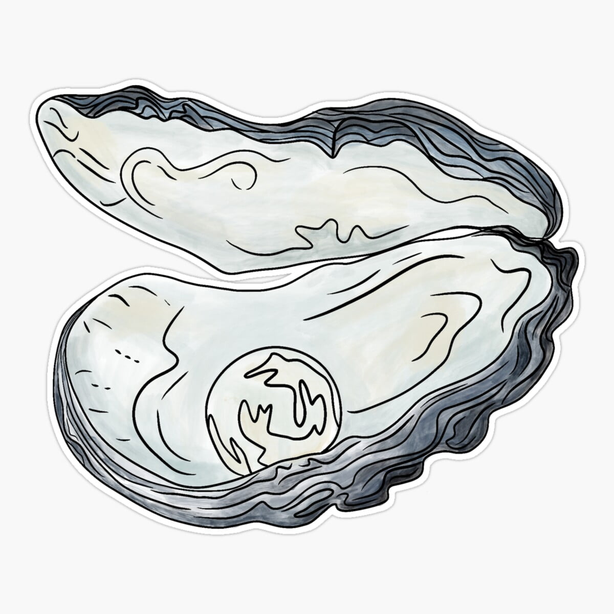 Stickly Oyster With Pearl Sticker, Phone Decal Water Bottle Stickers ...