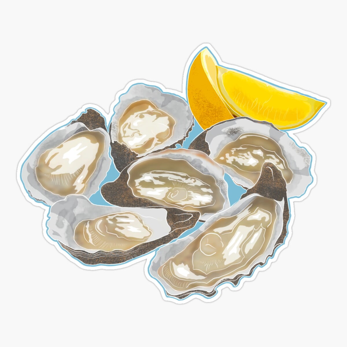 Stickly Oysters Lemon Sticker, Phone Decal Water Bottle Stickers Car ...