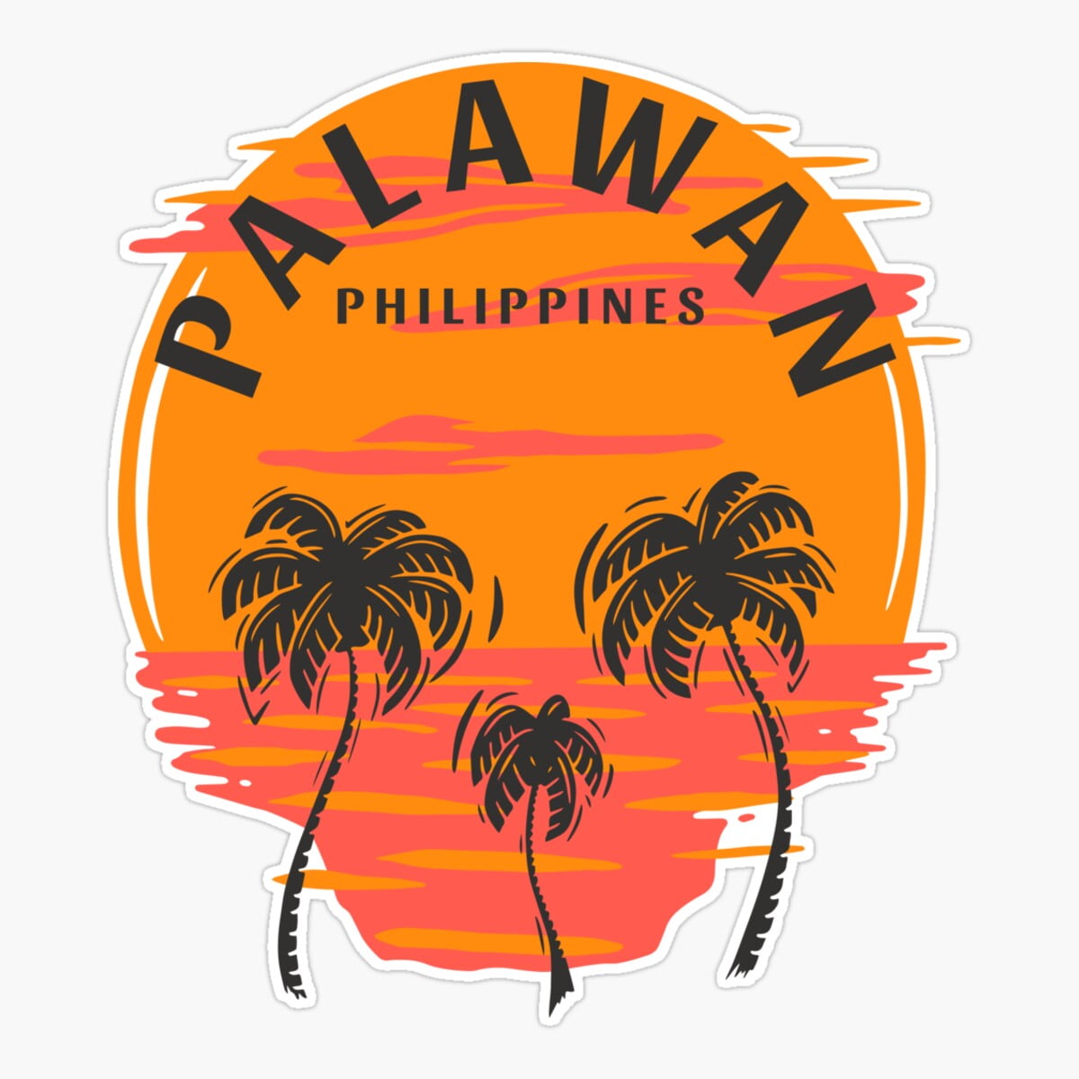 Stickly Palawan Philippines Palm Trees Skull Sunset Sticker, Phone ...