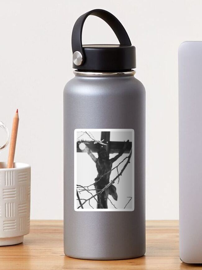 Stickly Passion O Black And White Christ Crucified Sticker, Phone Decal ...