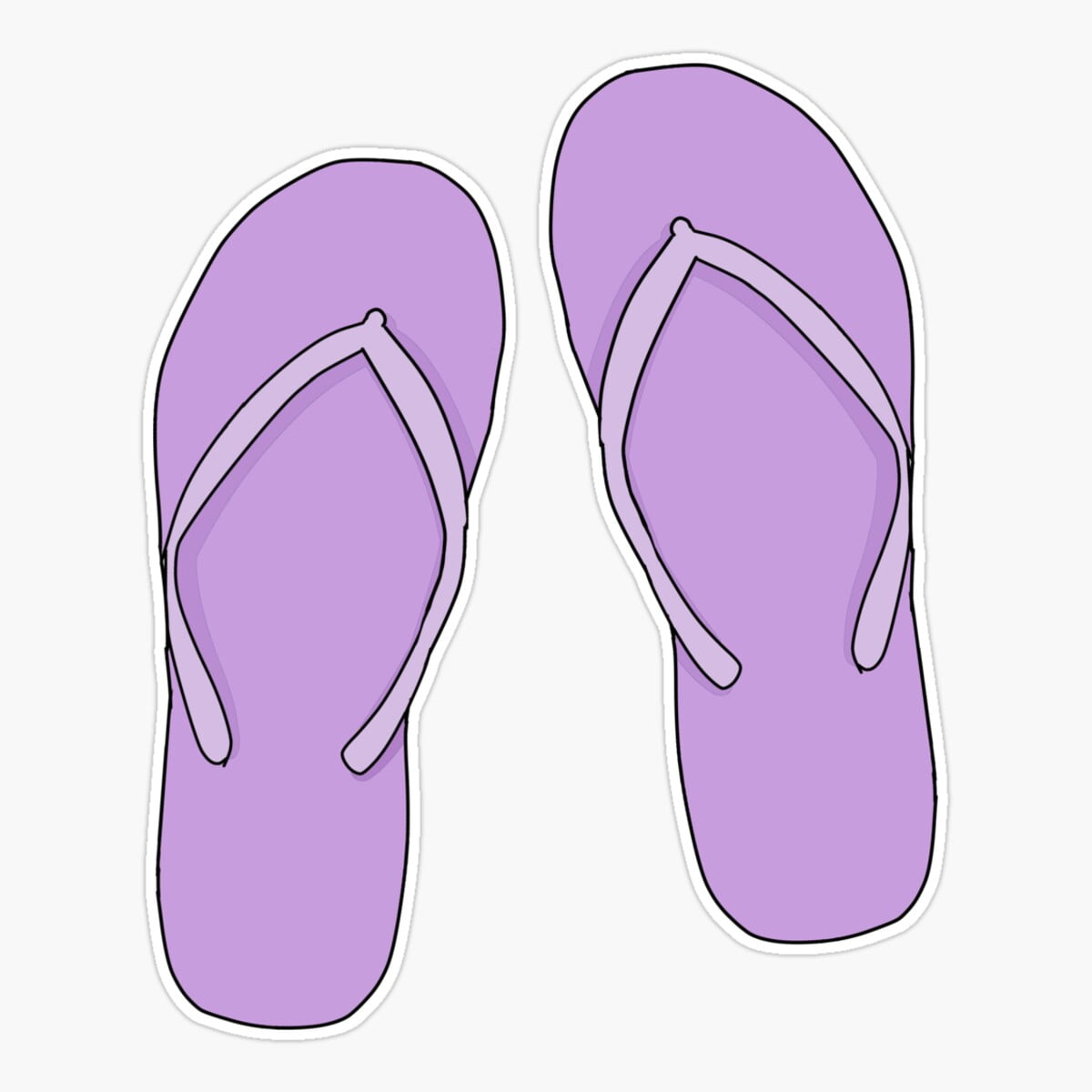 Stickly Pastel Purple Flip Flops Sticker, Phone Decal Water Bottle ...