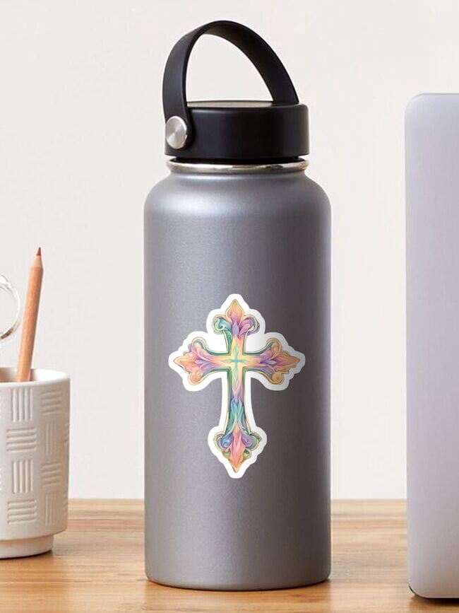 Stickly Pastel Rainbow Cross Sticker, Phone Decal Water Bottle Stickers ...
