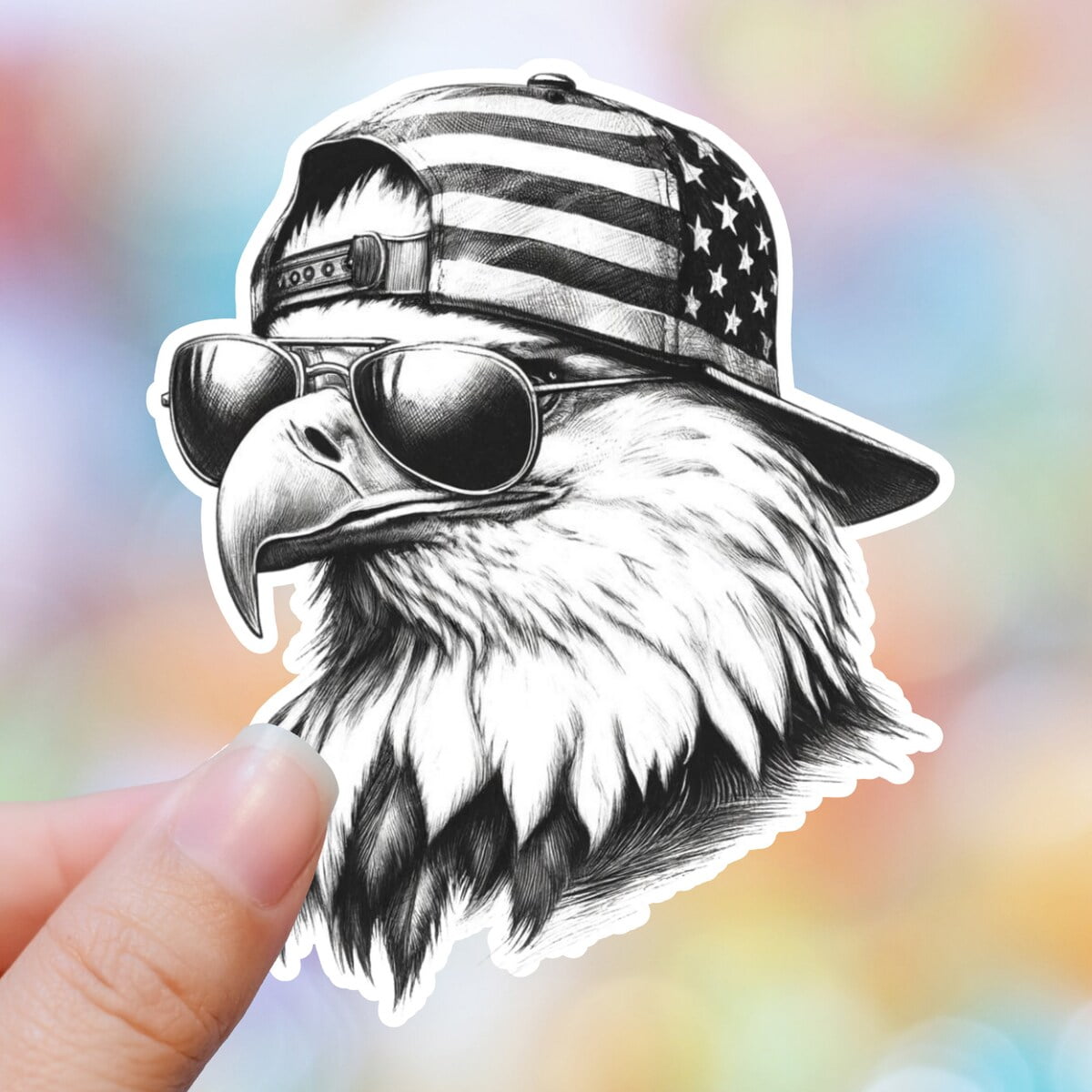 Stickly Patriotic Bald Eagle Sticker, Veterans Day Gift, Cool Military ...