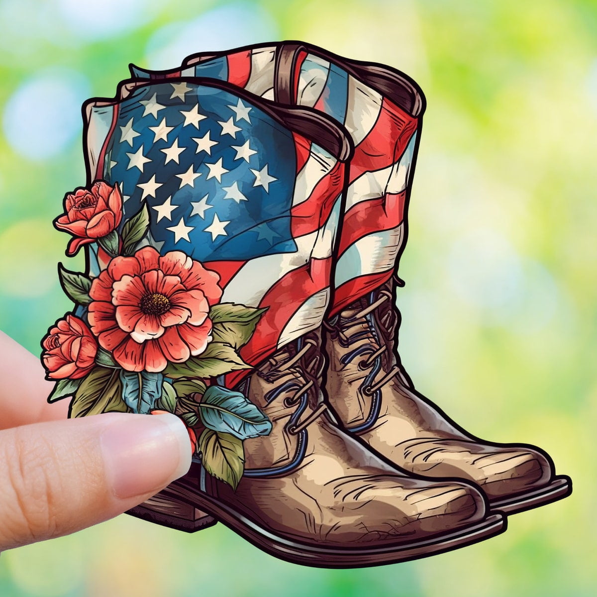 Stickly Patriotic Cowboy Boots Sticker American Flag Cowgirl Boots ...