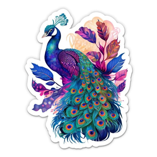 Stickly Peacock Sticker Laptop Sticker Vinyl for Car, Phone, Water ...