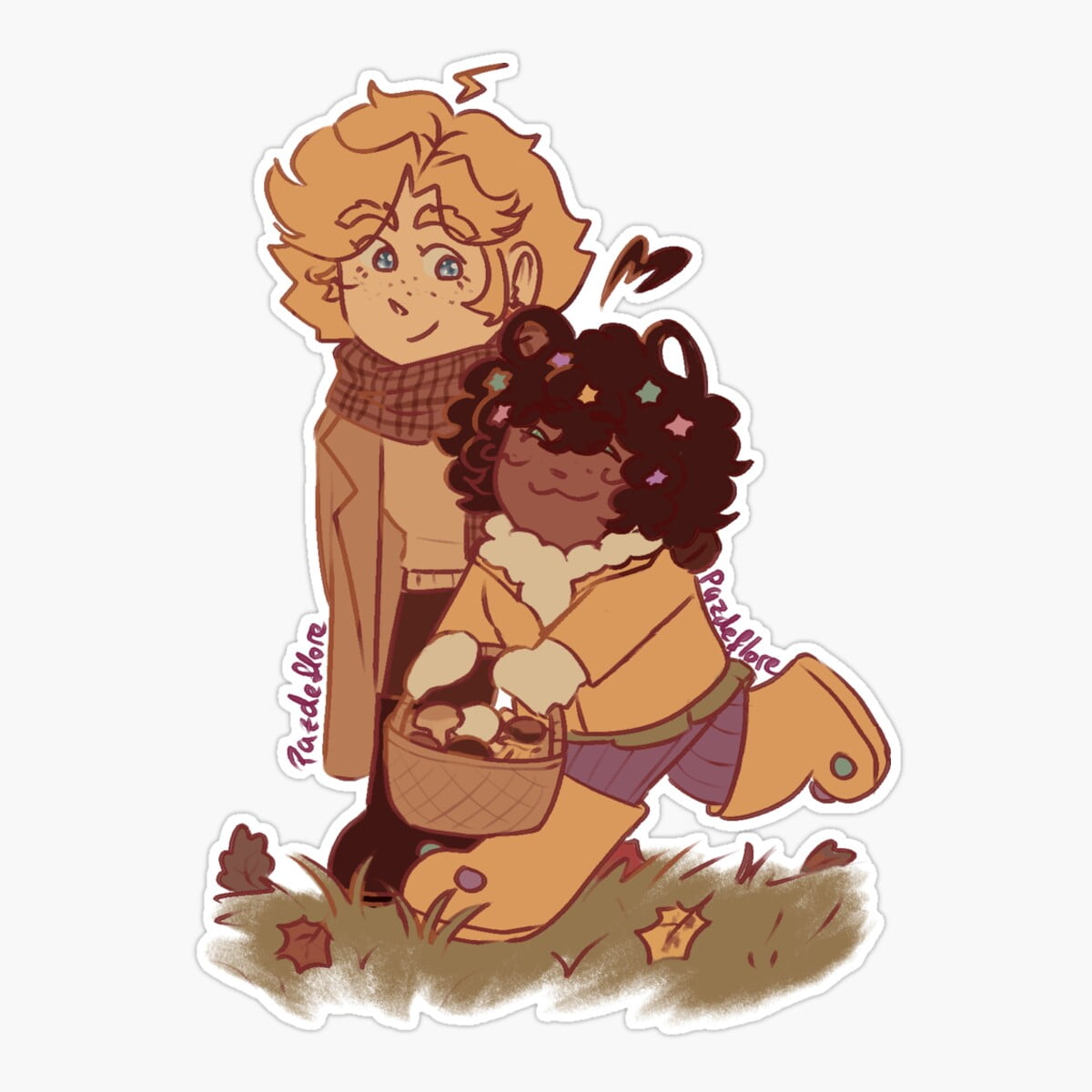 Stickly Percy And Molly Mushroom Foraging Sticker, Phone Decal Water ...