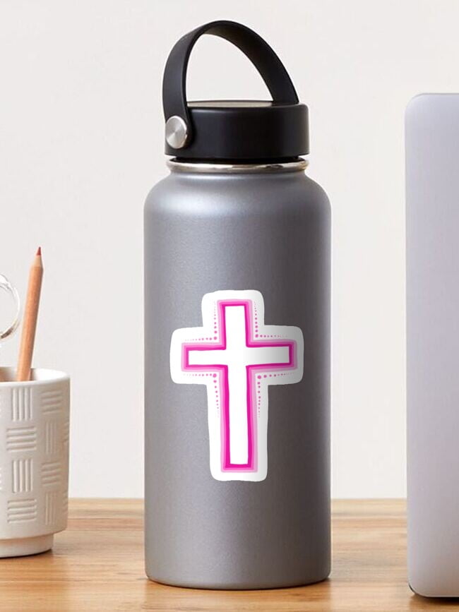 Stickly Pink Cross Sticker, Phone Decal Water Bottle Stickers Car ...