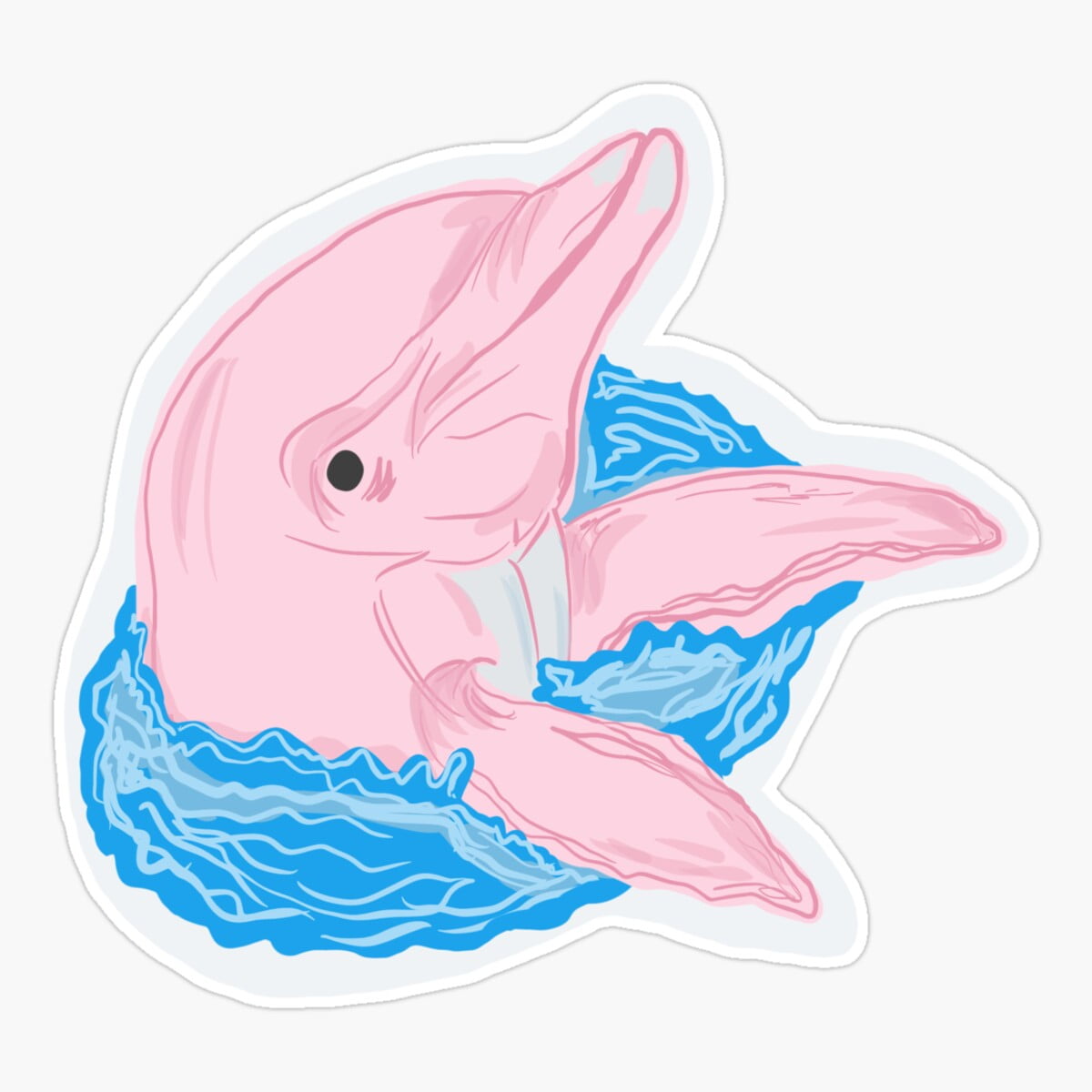 Stickly Pink Dolphin Sticker, Phone Decal Water Bottle Stickers Car ...