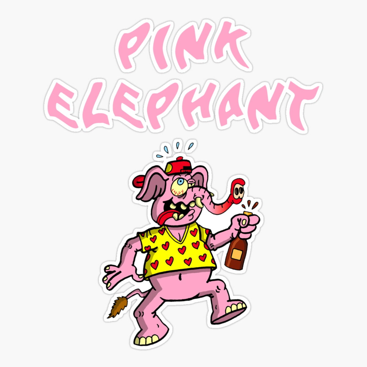 Stickly Pink Elephant Sticker, Phone Decal Water Bottle Stickers Car ...