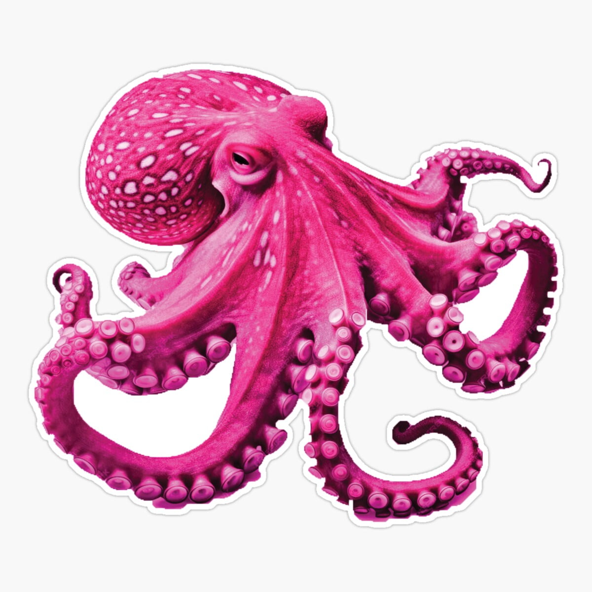 Stickly Pink Octopus Sticker, Phone Decal Water Bottle Stickers Car ...