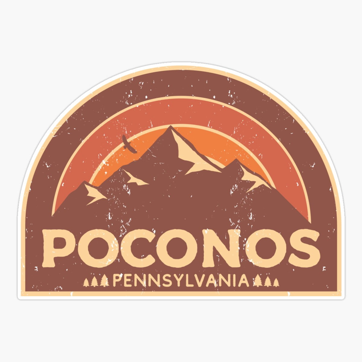 Stickly Poconos Pennsylvania Mountain Design Sticker, Phone Decal Water ...
