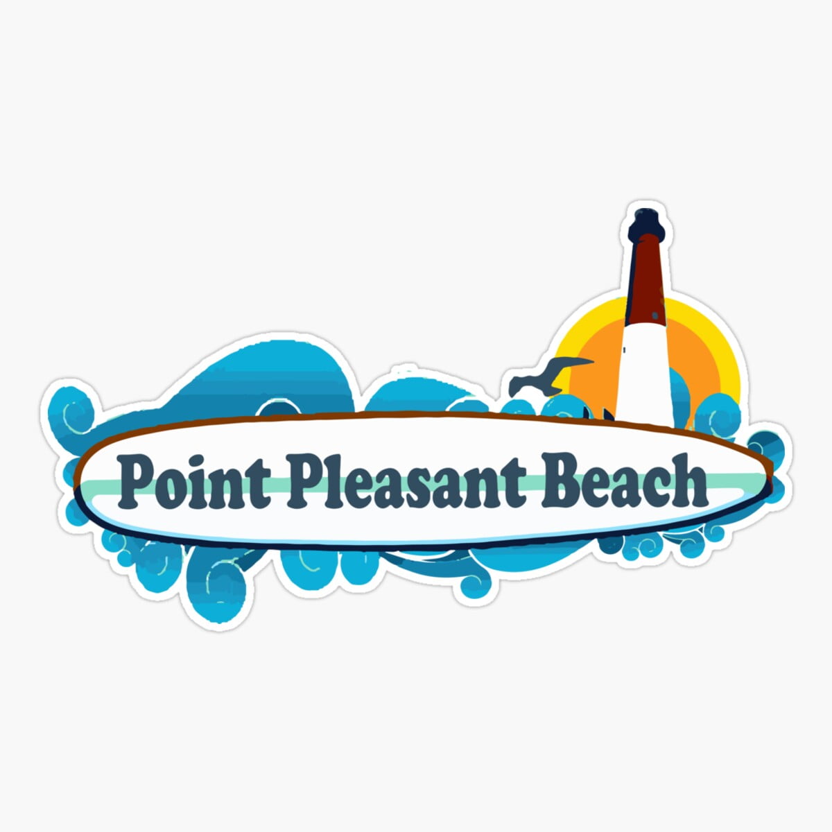 Stickly Point Pleasant Beach - New Jersey. Sticker, Phone Decal Water ...
