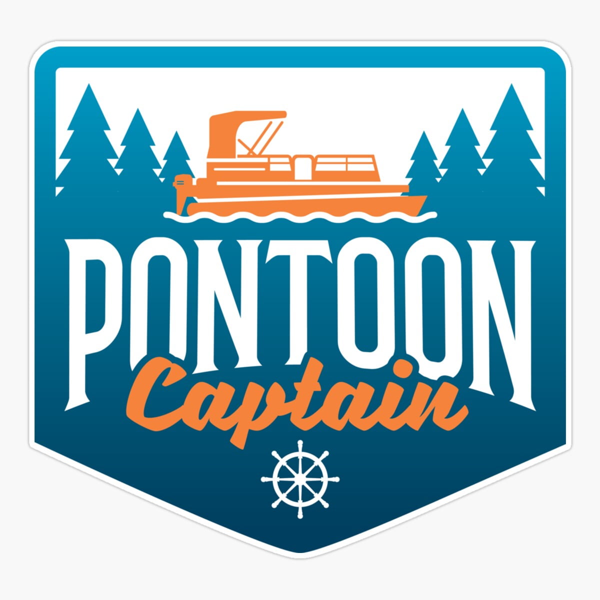 Stickly Pontoon Boat Captain Badge Sticker, Phone Decal Water Bottle ...