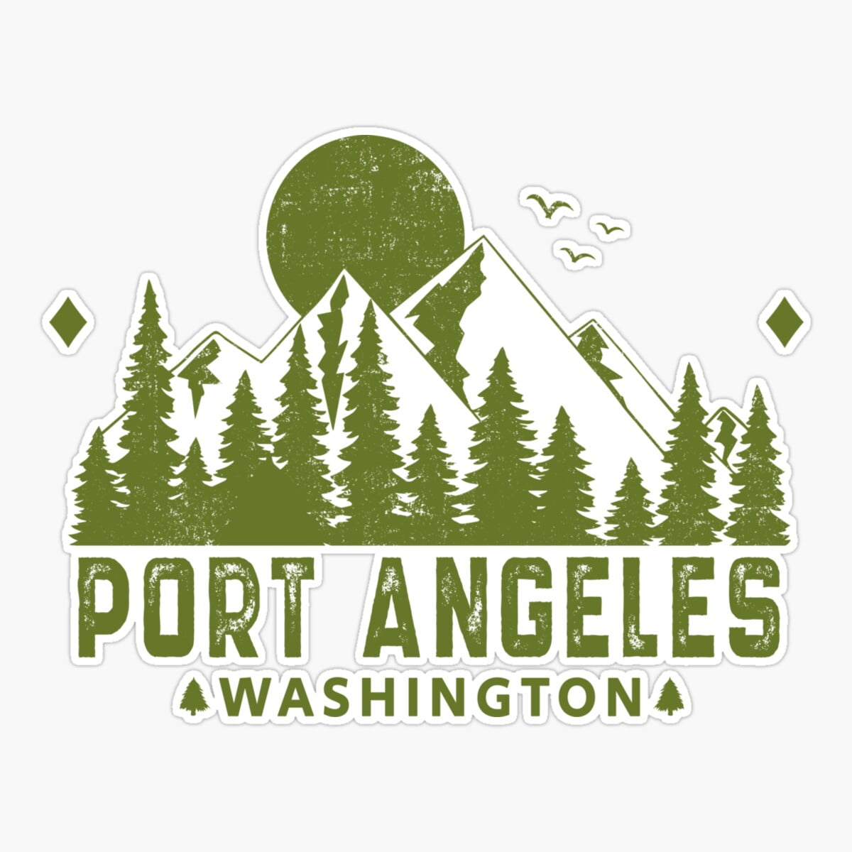 Stickly Port Angeles Washington Mountain Sight Sticker, Phone Decal ...