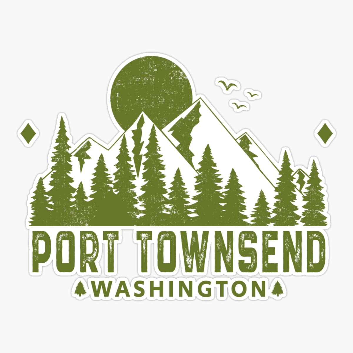 Stickly Port Townsend Washington Mountain Sight Sticker, Phone Decal ...