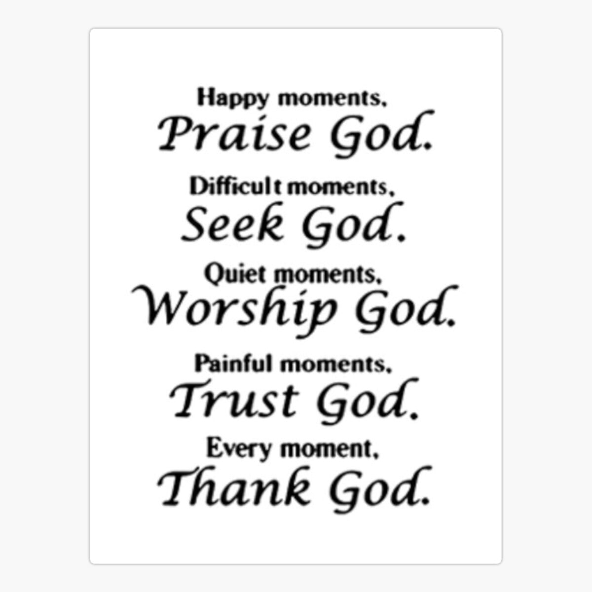 Stickly Praise God Seek God Trust God Thank God Sticker, Phone Decal ...