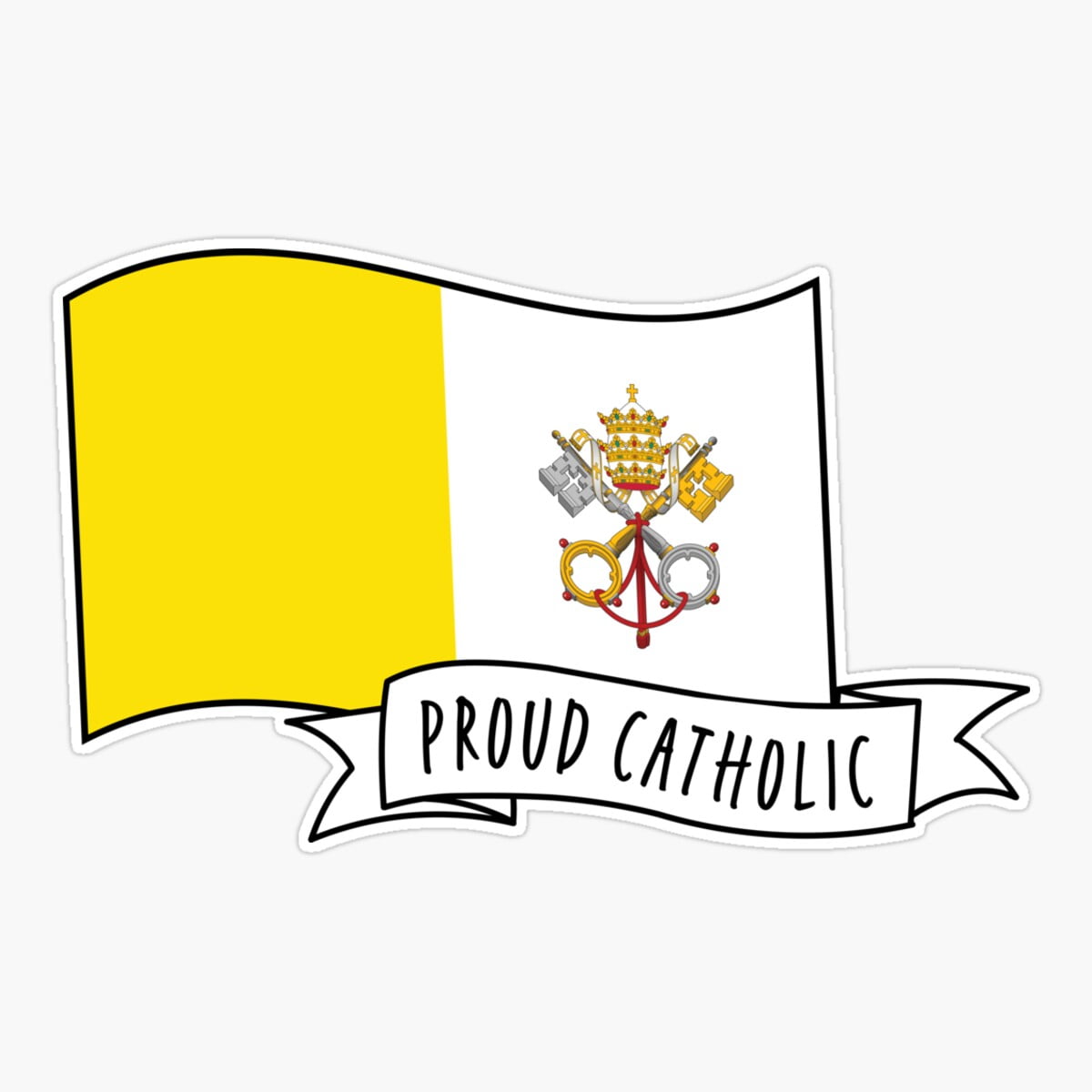 Stickly Proud Catholic: Banner And Vatican City Flag Sticker, Phone ...