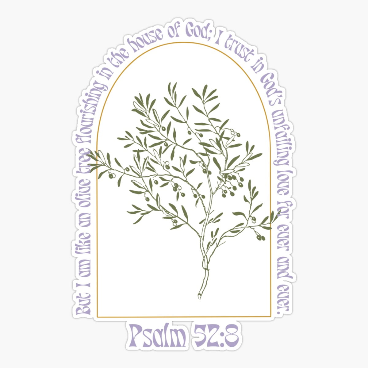 Stickly Psalm 52:8 Bible Verse Olive Tree Sticker, Phone Decal Water ...