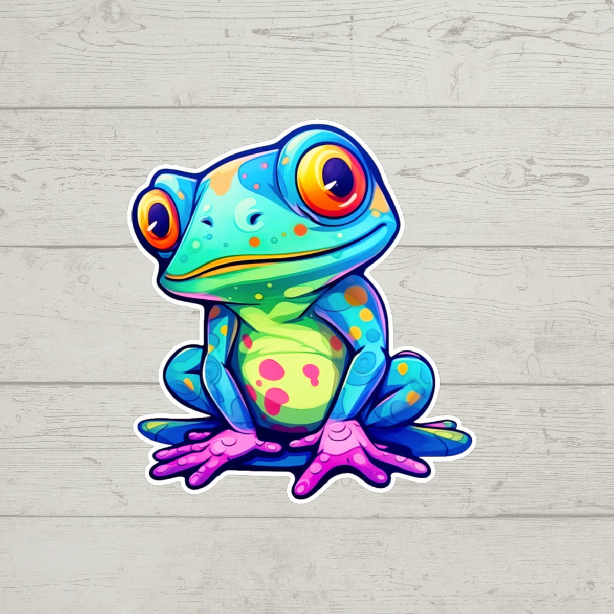 Stickly Psychedelic Frog Sticker Waterproof Glossy Vinyl Sticker Cute ...