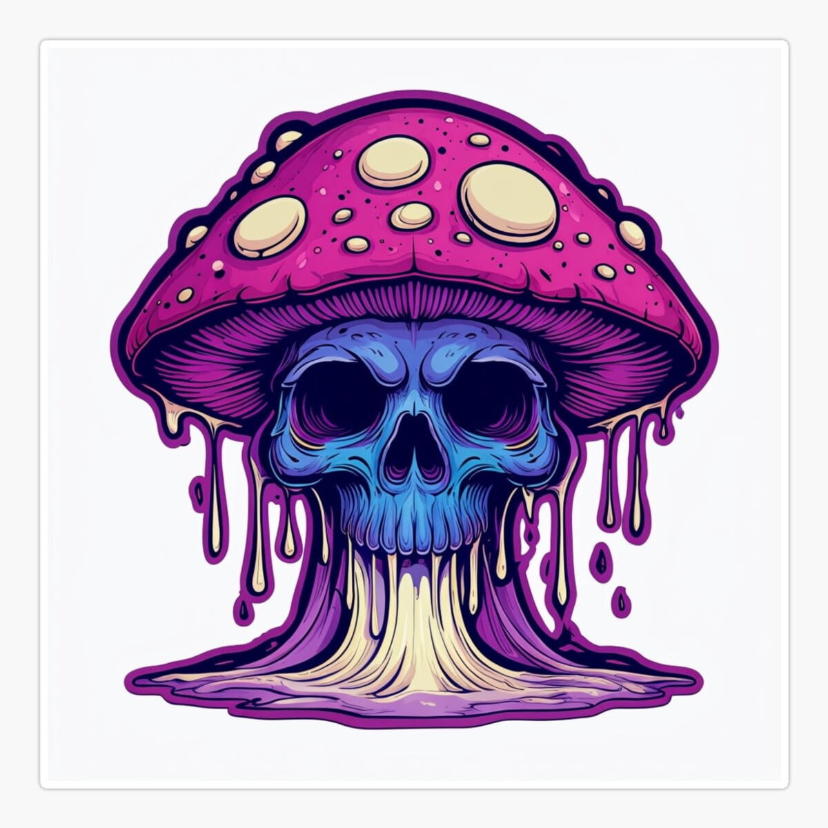 Stickly Psychedelic Skull Mushroom Sticker – Trippy Toxic Fantasy Art ...