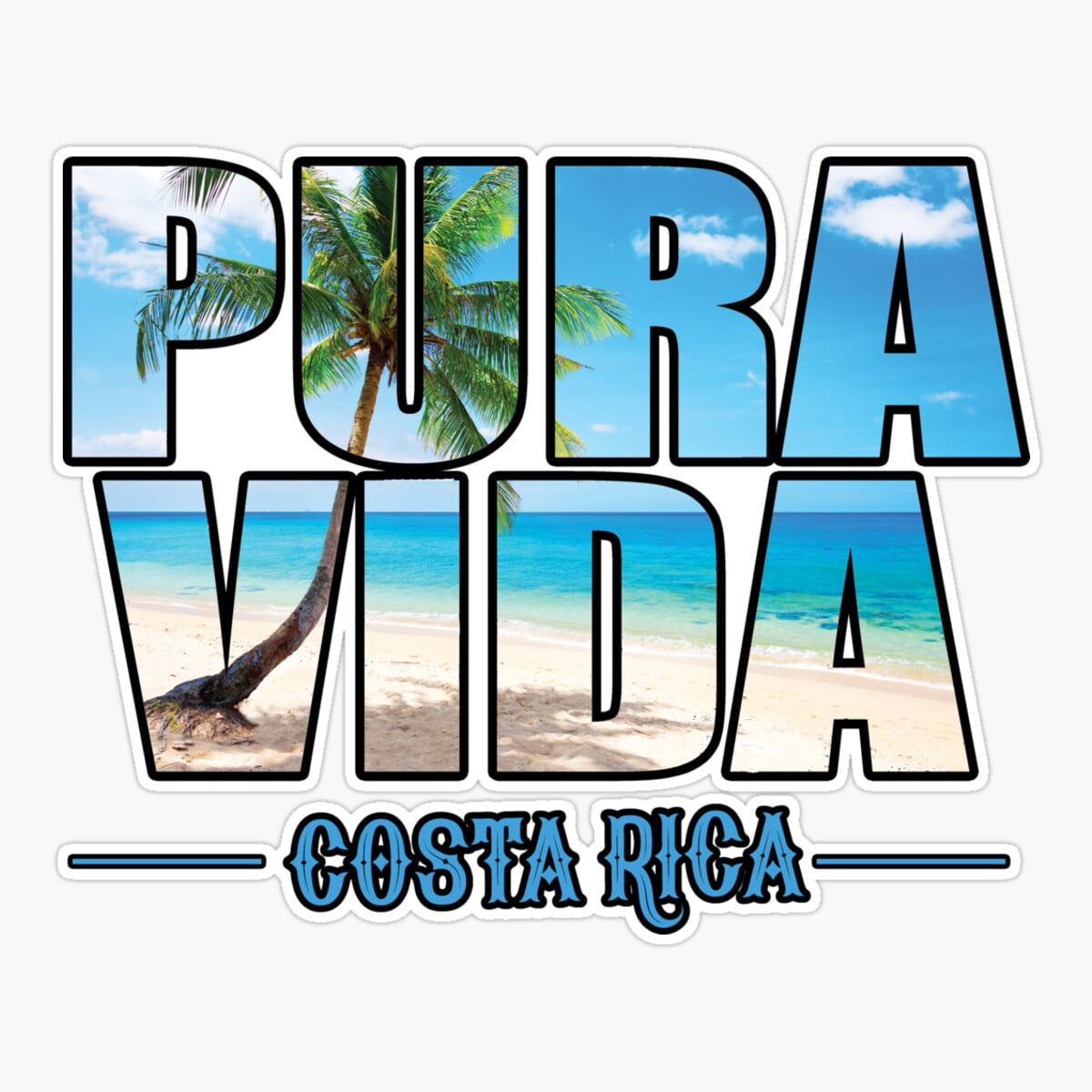 Stickly Pura Vida Costa Rica Sticker, Phone Decal Water Bottle Stickers ...
