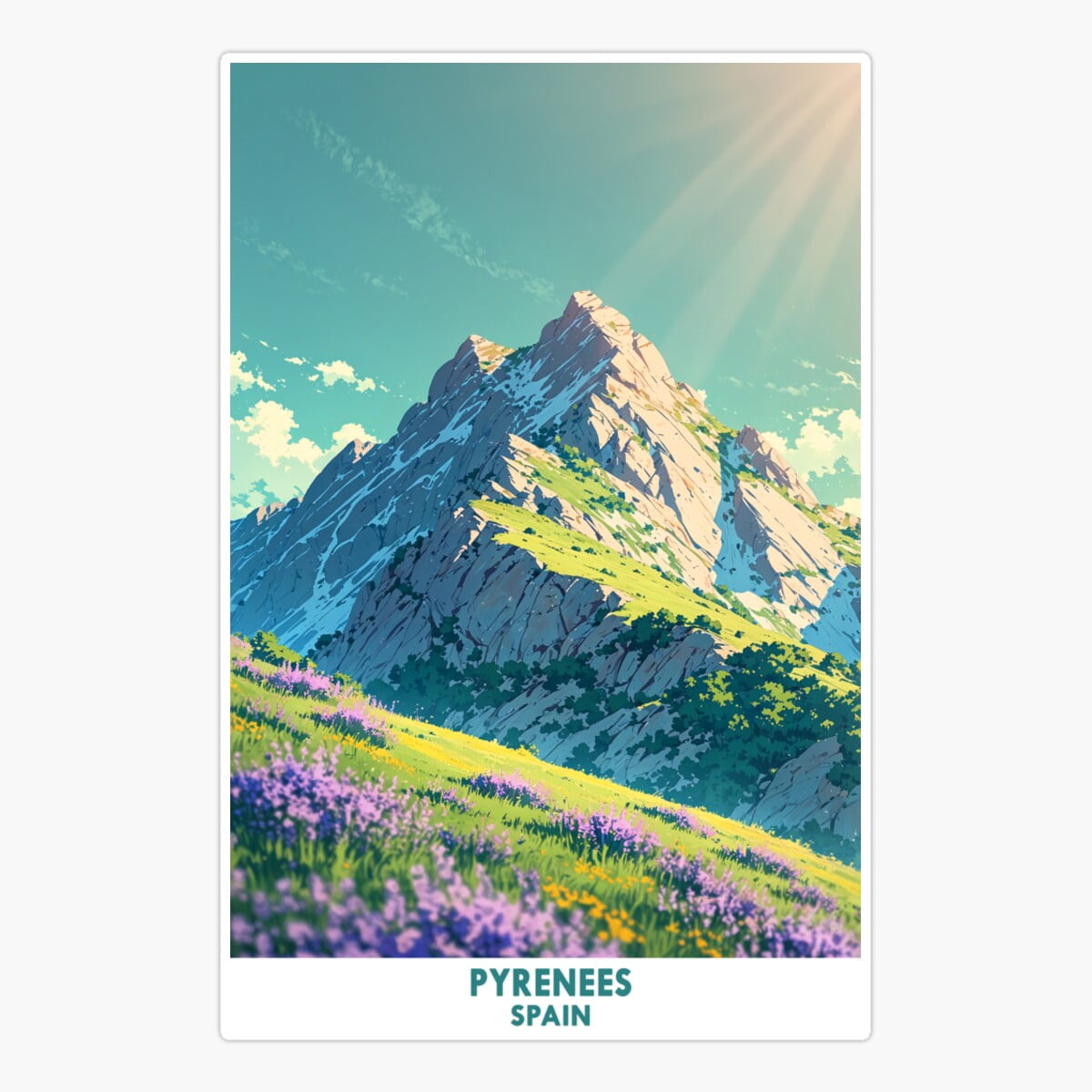 Stickly Pyrenees Spain Sticker, Phone Decal Water Bottle Stickers Car ...