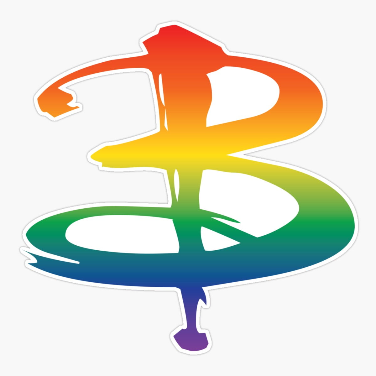 Stickly Rainbow Pride B Logo - Buffy Sticker, Phone Decal Water Bottle ...