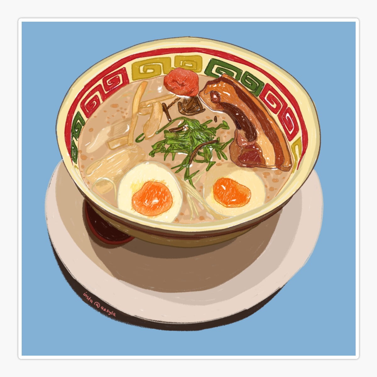 Stickly Ramen W/ Background Sticker, Phone Decal Water Bottle Stickers ...