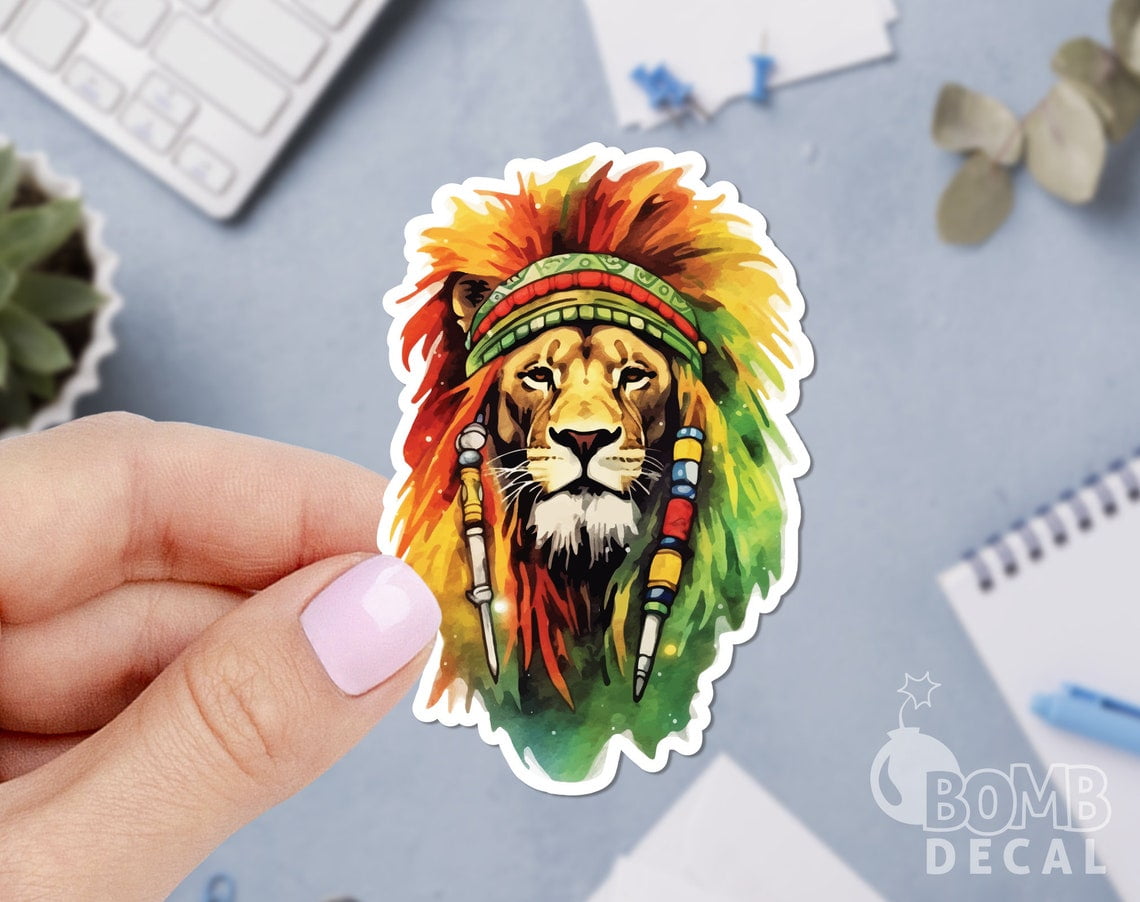 Stickly Rasta Lion Er, Lion Of Judah, Reggae Er, Watercolor Er, Laptop ...