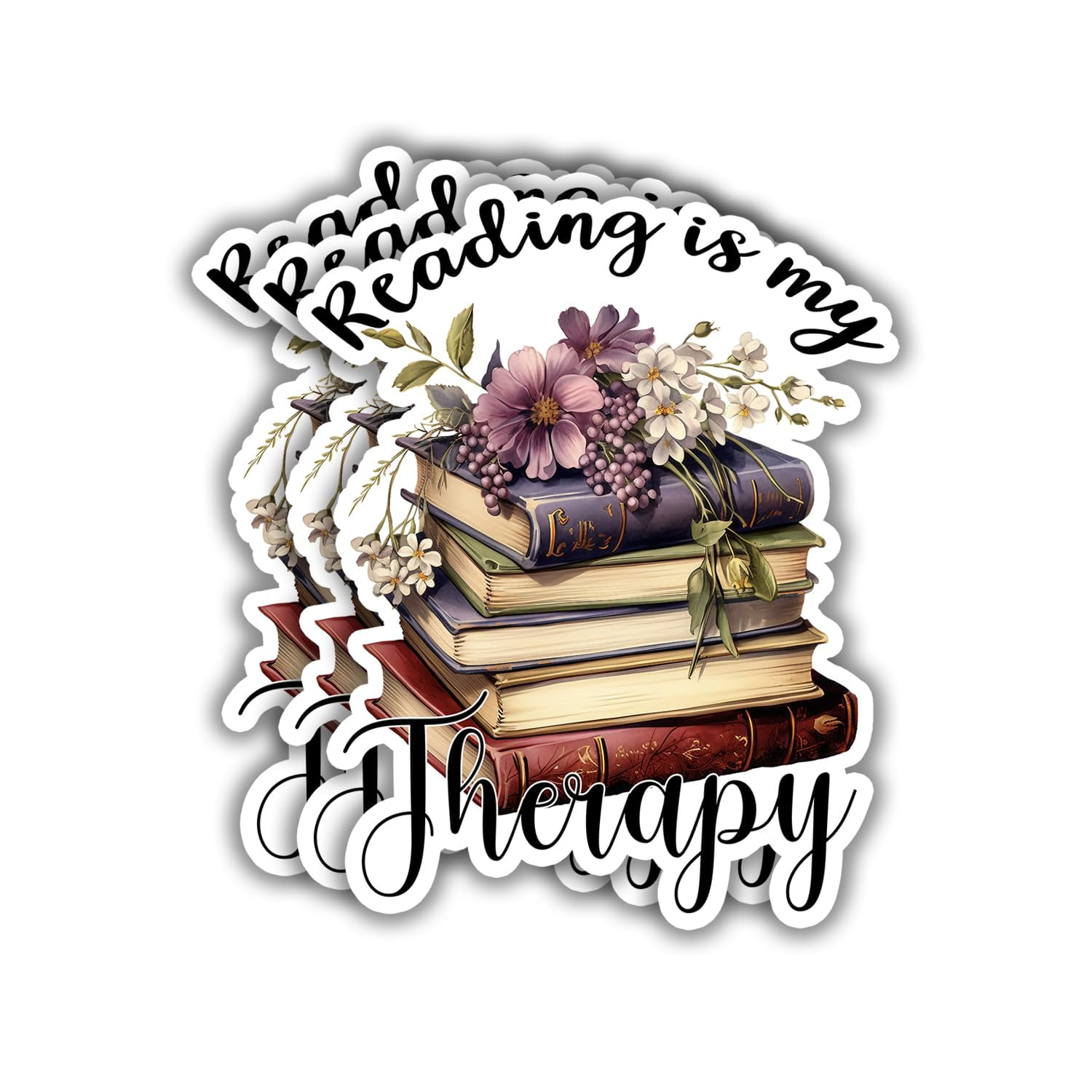 Stickly Reading is My Therapy Sticker Funny Sayings Vinyl Decal for ...