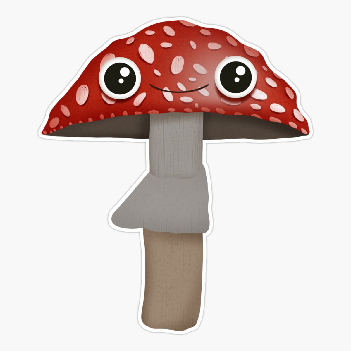 Stickly Red And White Kawaii Mushroom Sticker, Phone Decal Water Bottle ...