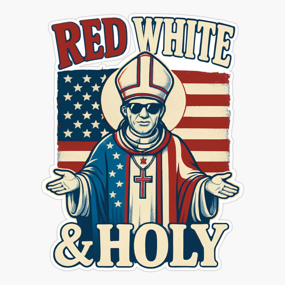 Stickly Red White Holly - Pope Leo Xiv Sticker, Phone Decal Water ...