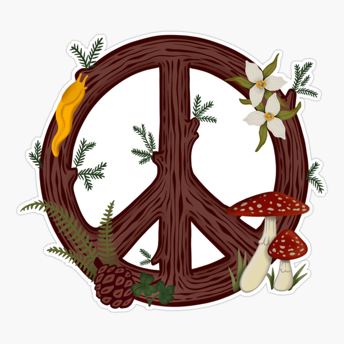Stickly Redwood Peace Sign Sticker, Phone Decal Water Bottle Stickers ...