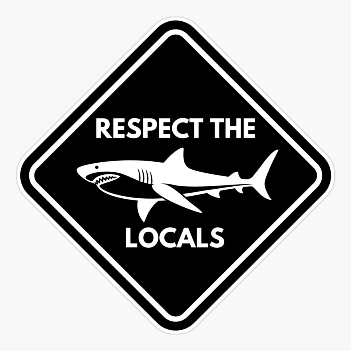 Stickly Respect The Locals - Shark Diving Sticker, Phone Decal Water ...