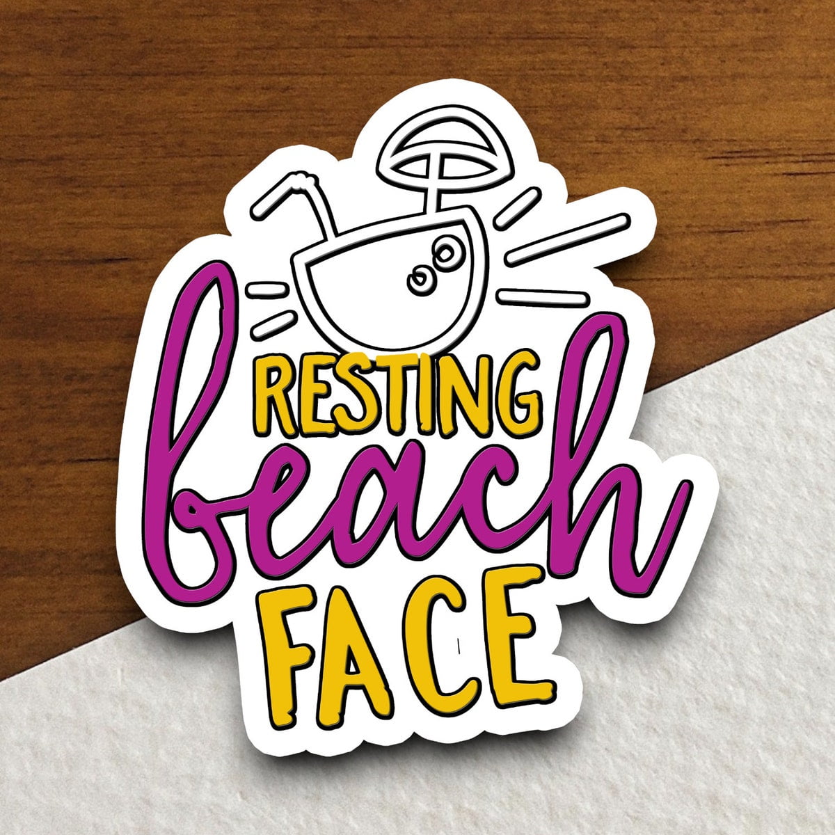 Stickly Resting Beach Face Sticker, Vacation Sticker, Travel Sticker ...