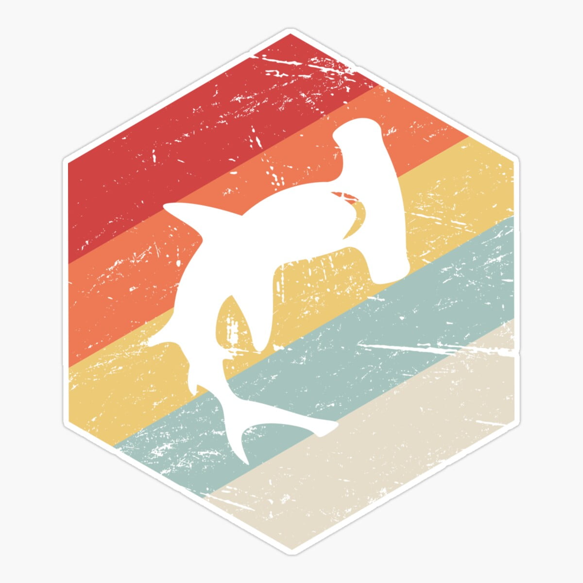 Stickly Retro 70S Hammerhead Shark Icon Sticker, Phone Decal Water ...