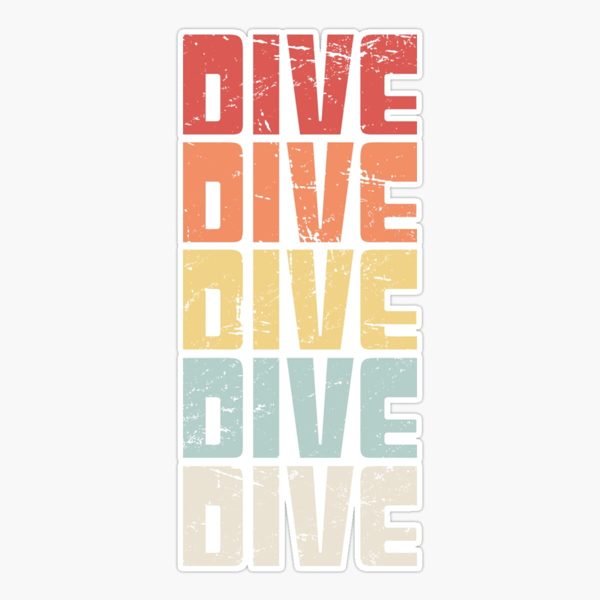 Stickly Retro 70S Scuba Dive Text Sticker, Phone Decal Water Bottle ...