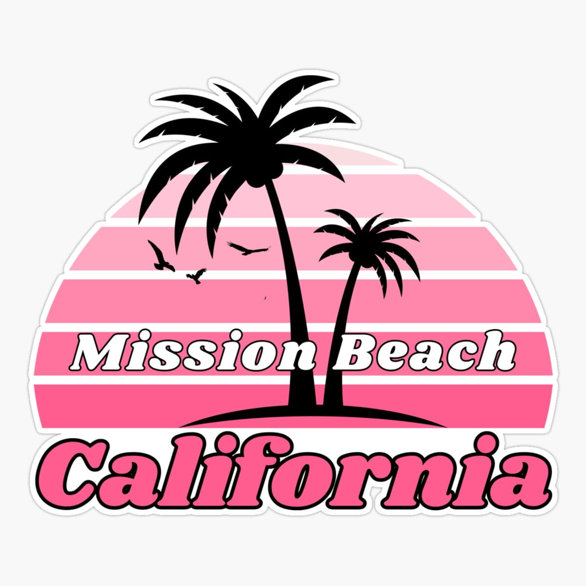 Stickly Retro Cool Mission Beach California Palm Tree At Sunset ...