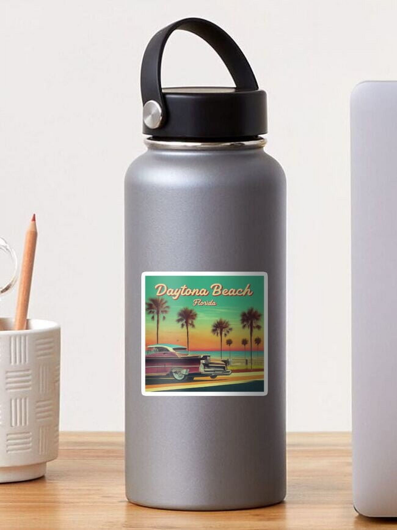 Stickly Retro Daytona Beach Ride Sticker, Phone Decal Water Bottle ...