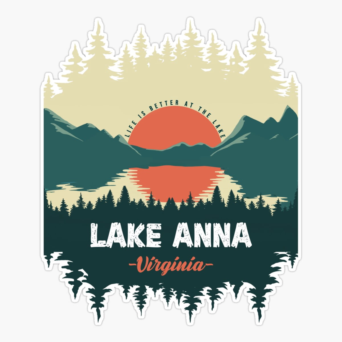 Stickly Retro Lake Anna Virginia Sticker, Phone Decal Water Bottle ...
