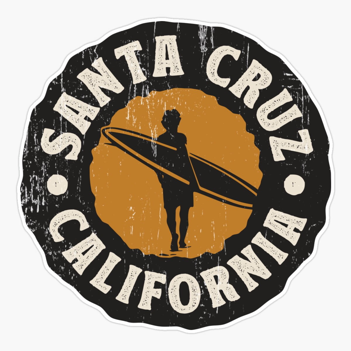 Stickly Retro Santa Cruz California Sticker, Phone Decal Water Bottle ...