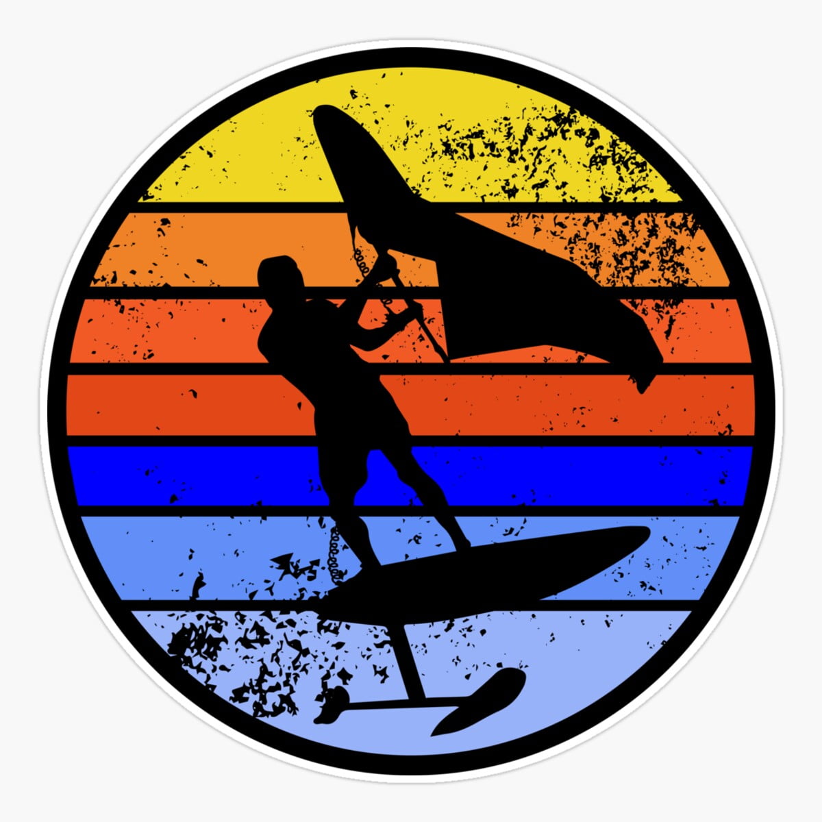 Stickly Retro Wing Surfer Badge Sticker, Phone Decal Water Bottle ...