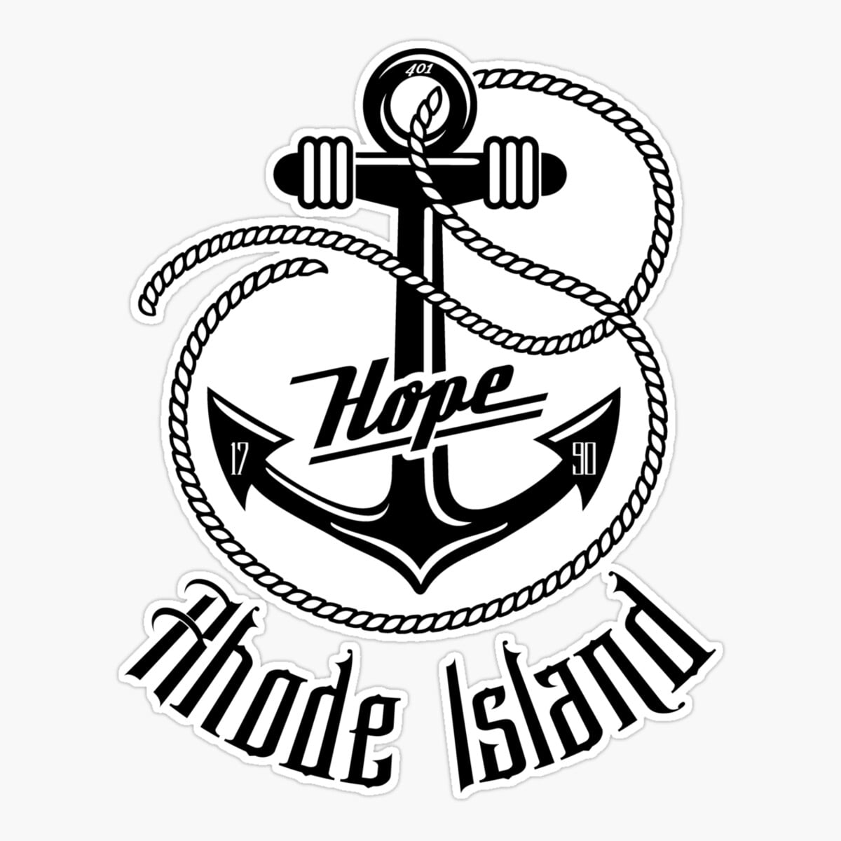 Stickly Rhode Island | Anchor Sticker, Phone Decal Water Bottle ...