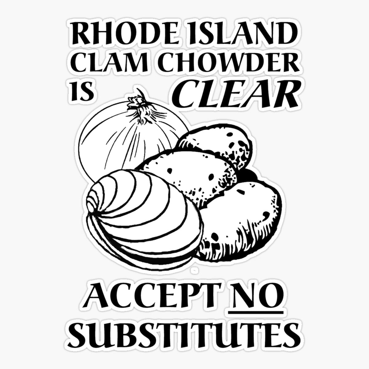 Stickly Rhode Island Clam Chowder Sticker, Phone Decal Water Bottle ...